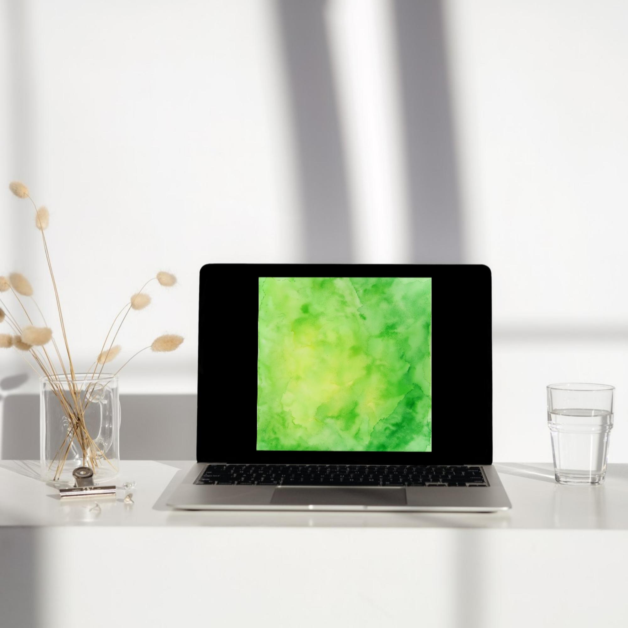 Lime Green Digital Paper - 12 Pack Watercolor Texture Background ...