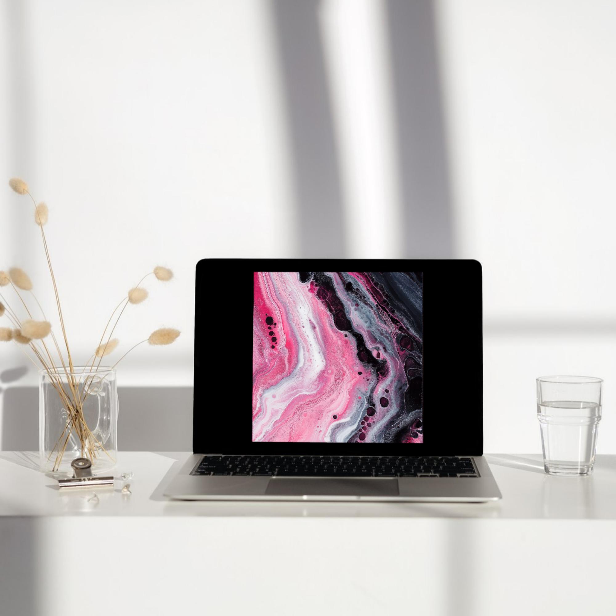 Pink and Black Dot Digital Paper - 12 Pack Acrylic Pour Patterns ...