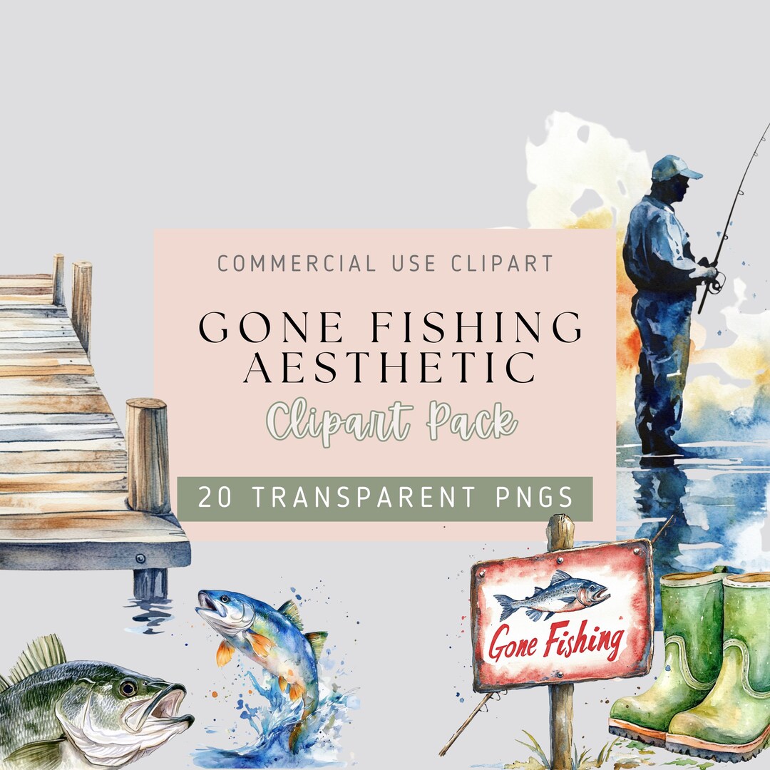 Fishing Tackle Watercolor Clipart- for Commercial Use, Transparent ...