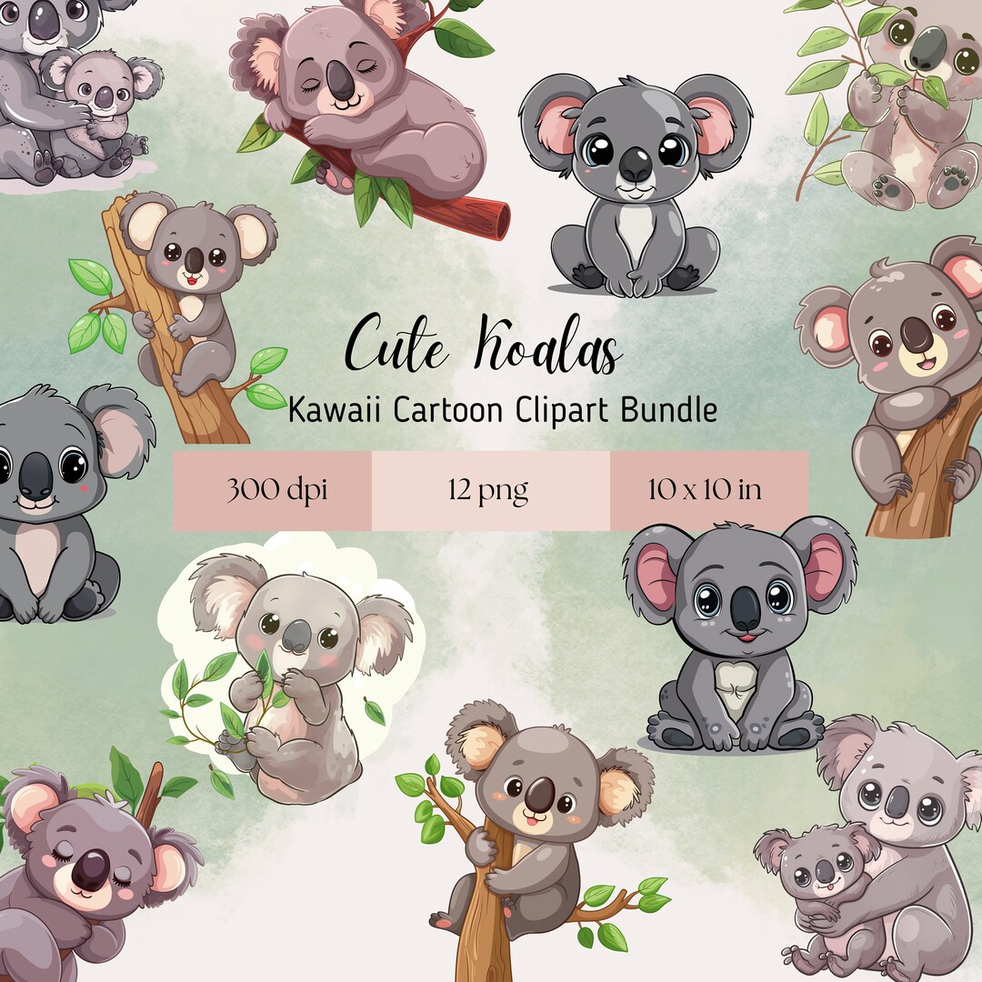 Cute Koalas PNG- Animal Clipart for Commercial Use, Transparent ...