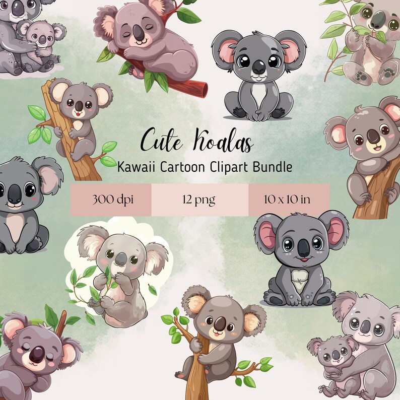 Cute Koalas PNG- Animal Clipart for Commercial Use, Transparent ...