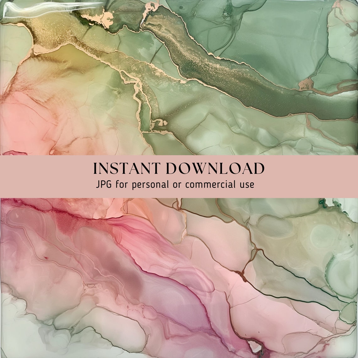 Alcohol Ink Digital Papers, Sage Green and Pink, 12 Pack, Scrapbooking ...