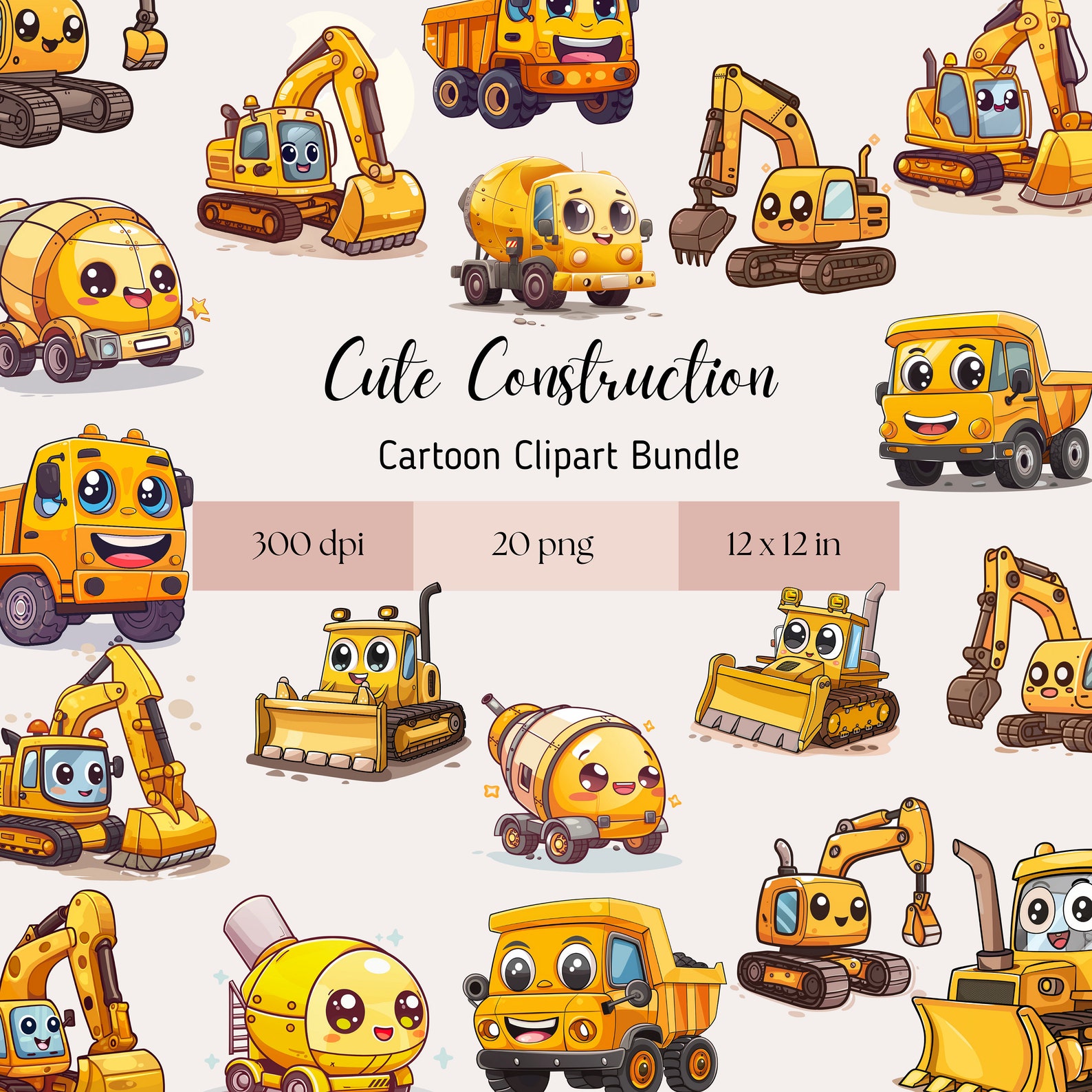Cute Construction Crew in Purple PNG- Clipart for Commercial Use ...