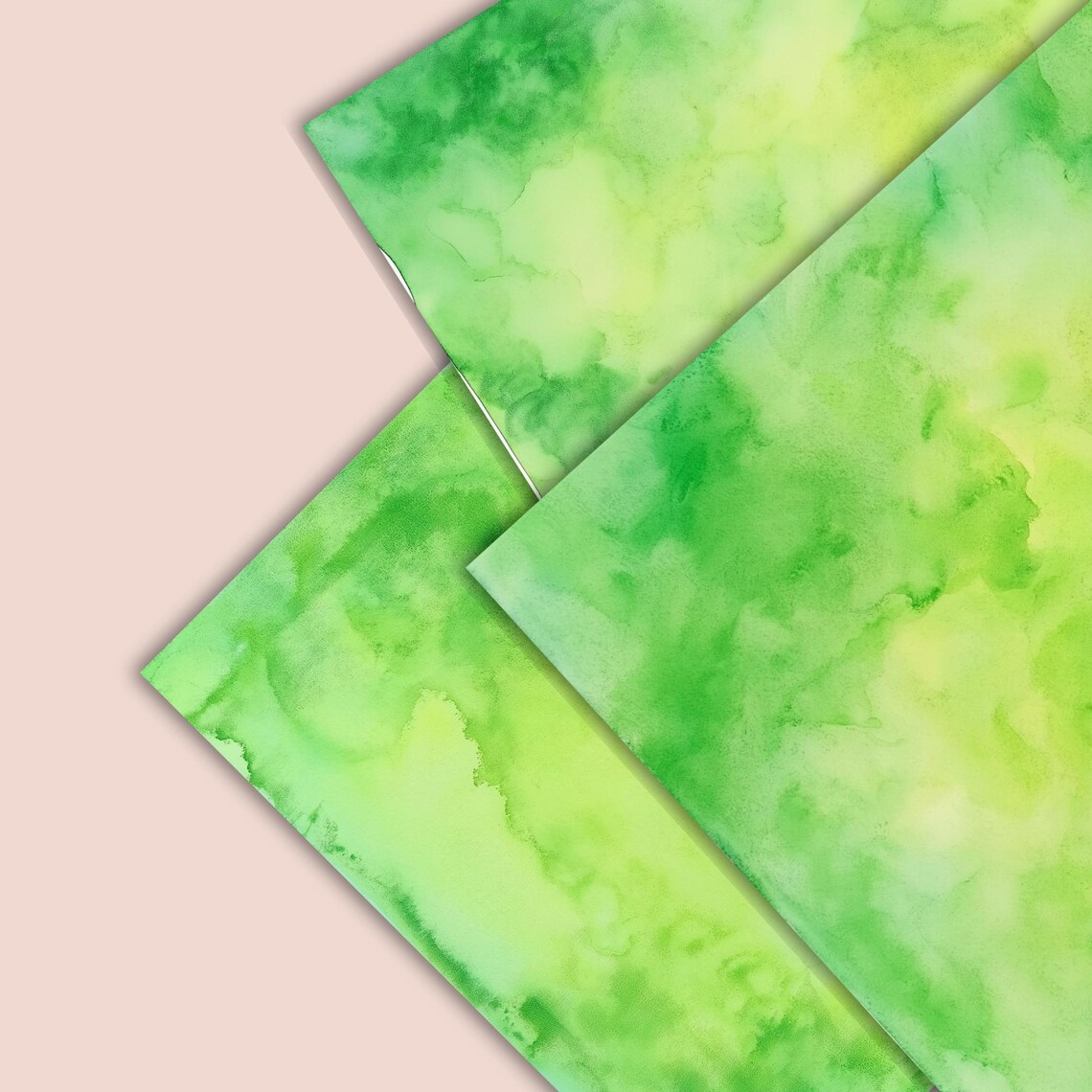 Lime Green Digital Paper - 12 Pack Watercolor Texture Background ...
