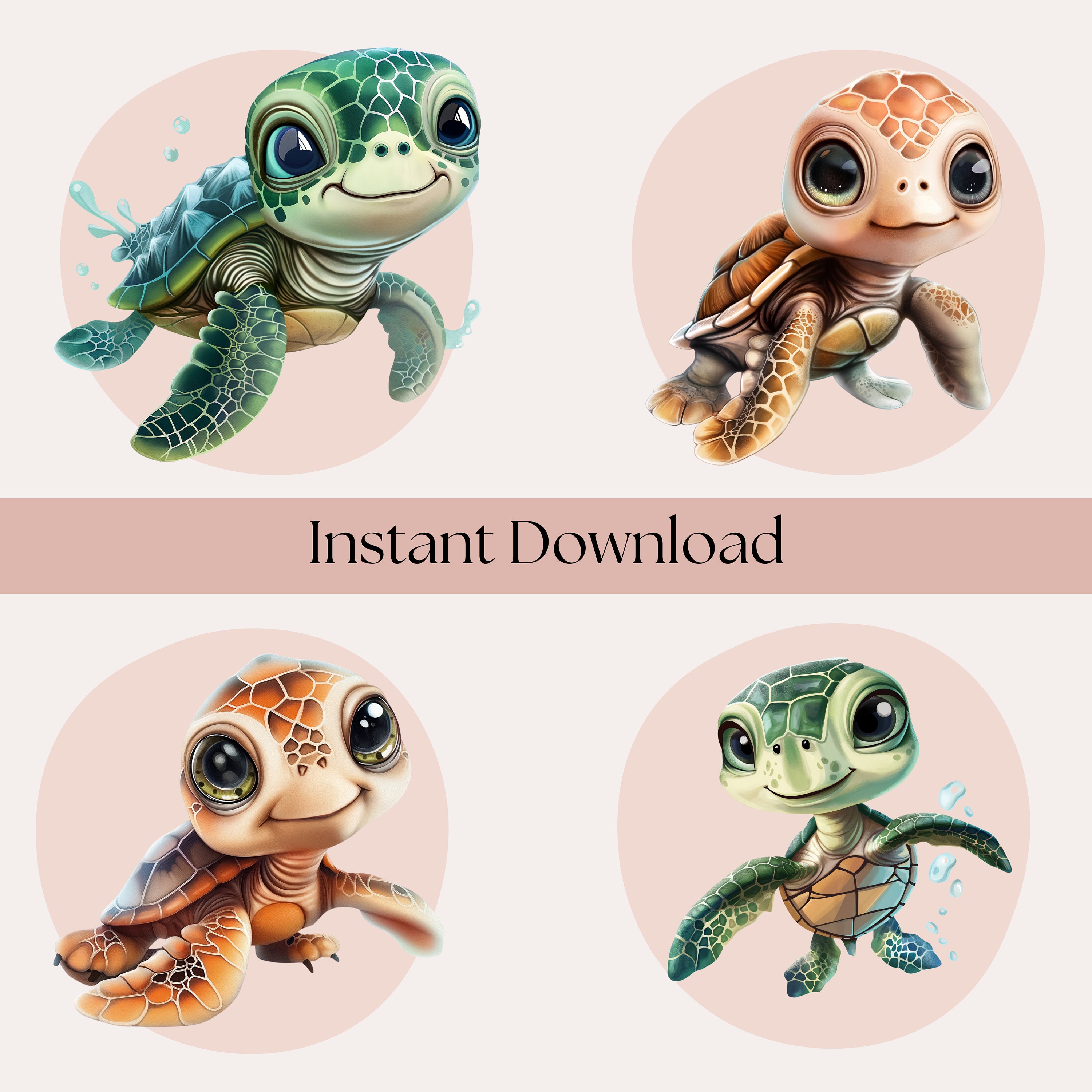 Cute Sea Turtles PNG- Clipart for Commercial Use, Transparent ...