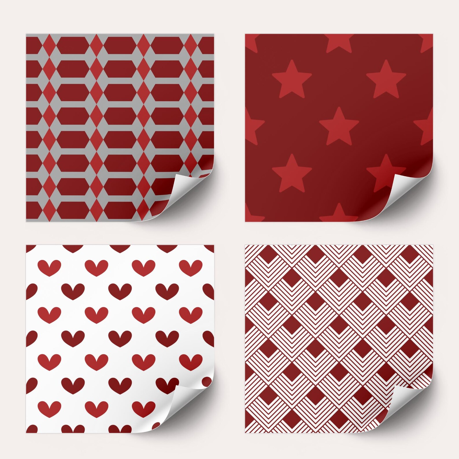 Red and Crimson Digital Papers - 12 Pack Seamless Background ...