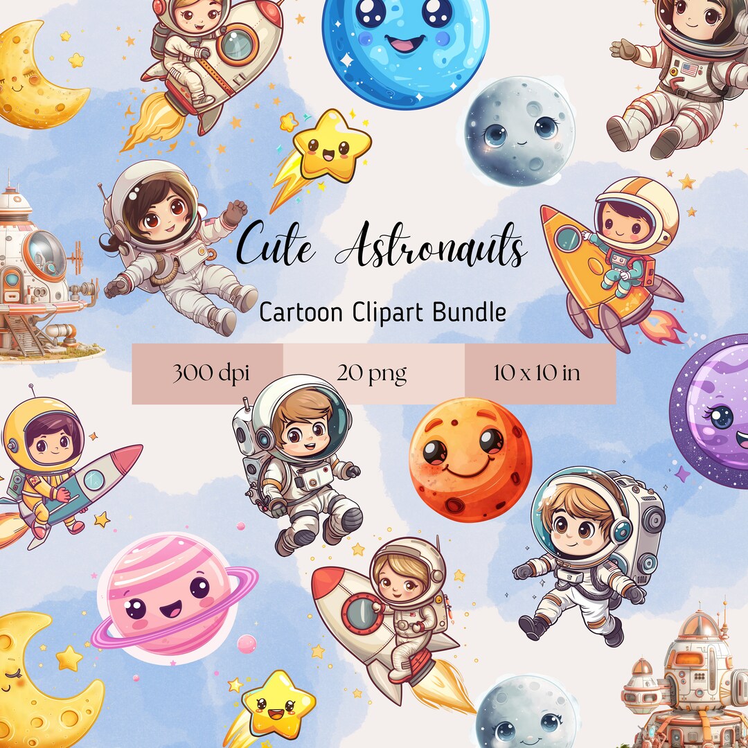 Cute Astronauts PNG- Outer Space Clipart for Commercial Use ...