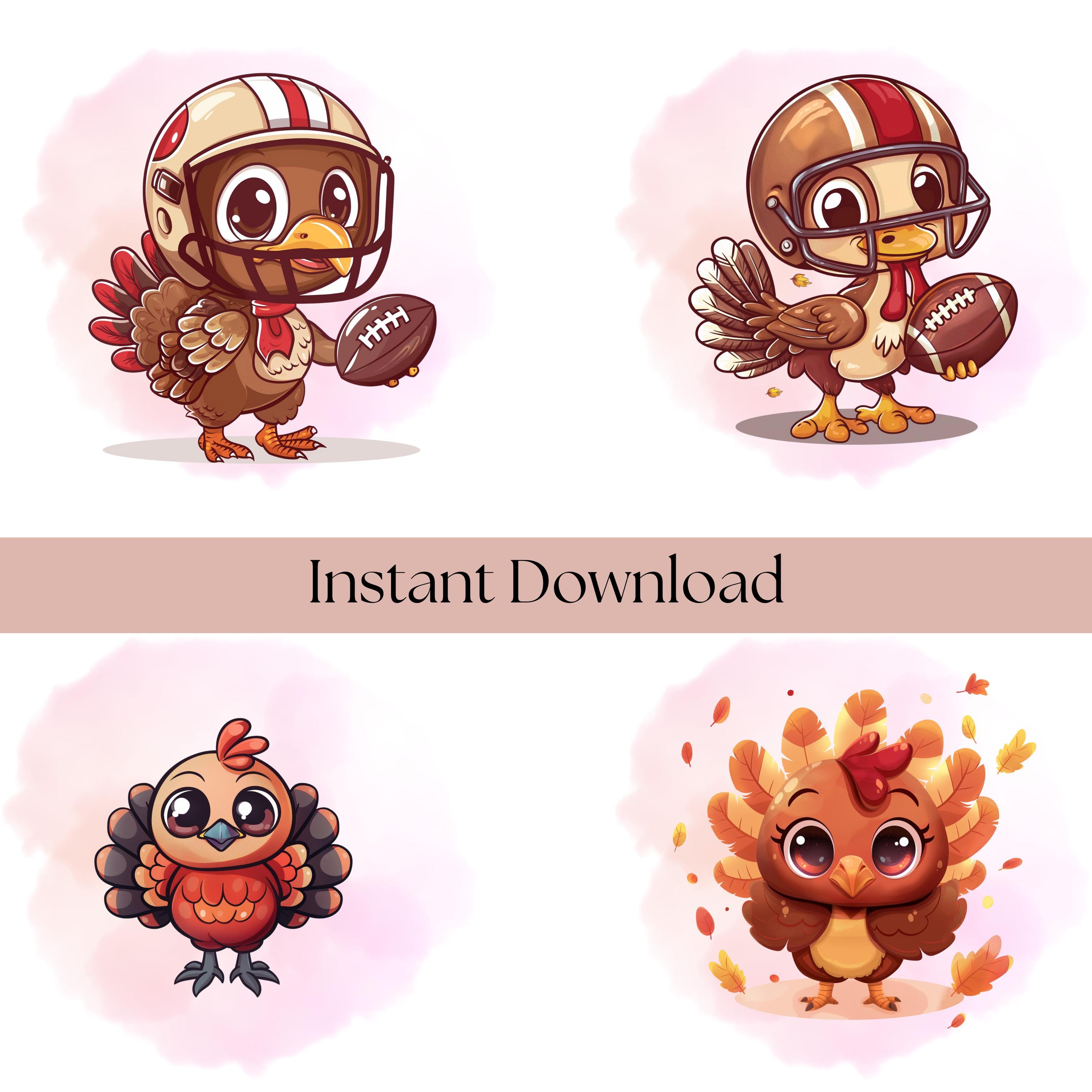 Cute Turkeys PNG- Kawaii, Thanksgiving Clipart for Commercial Use ...