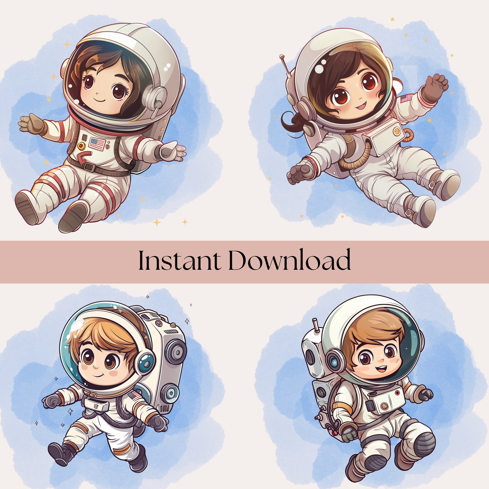 Cute Astronauts PNG- Outer Space Clipart for Commercial Use ...