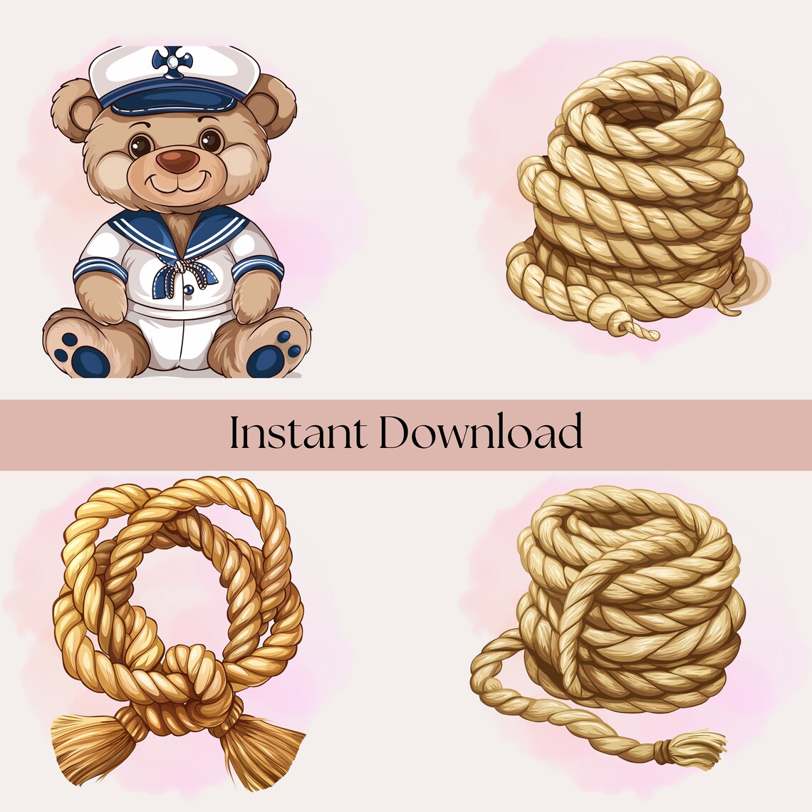 Sailor Bear Clipart in Blue, PNG for Commercial Use, Transparent ...