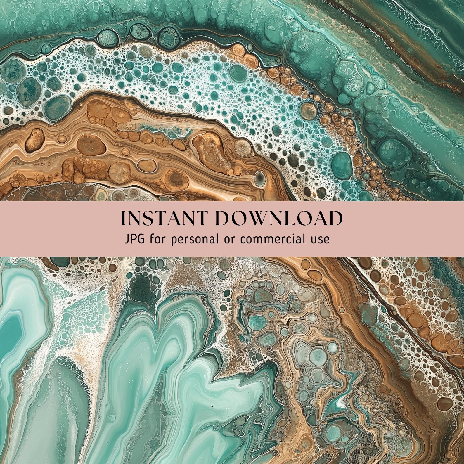 Teal and Brown Digital Paper - 12 Pack Acrylic Pour Patterns ...