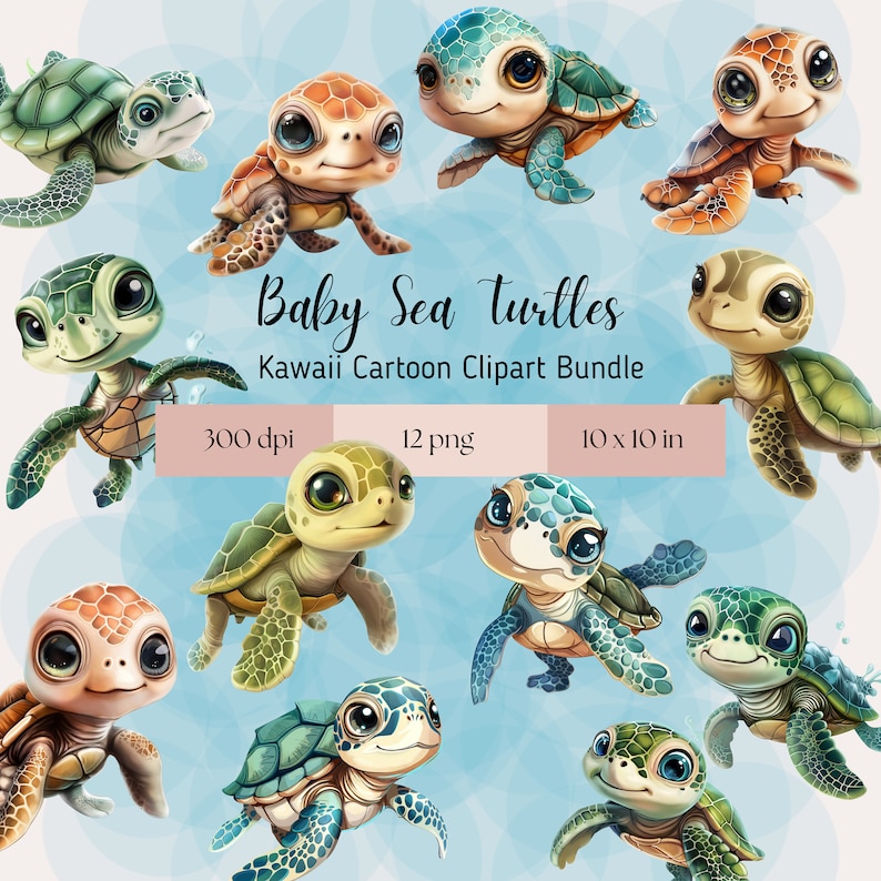 Cute Sea Turtles PNG Clipart for Commercial Use, Transparent Background ...