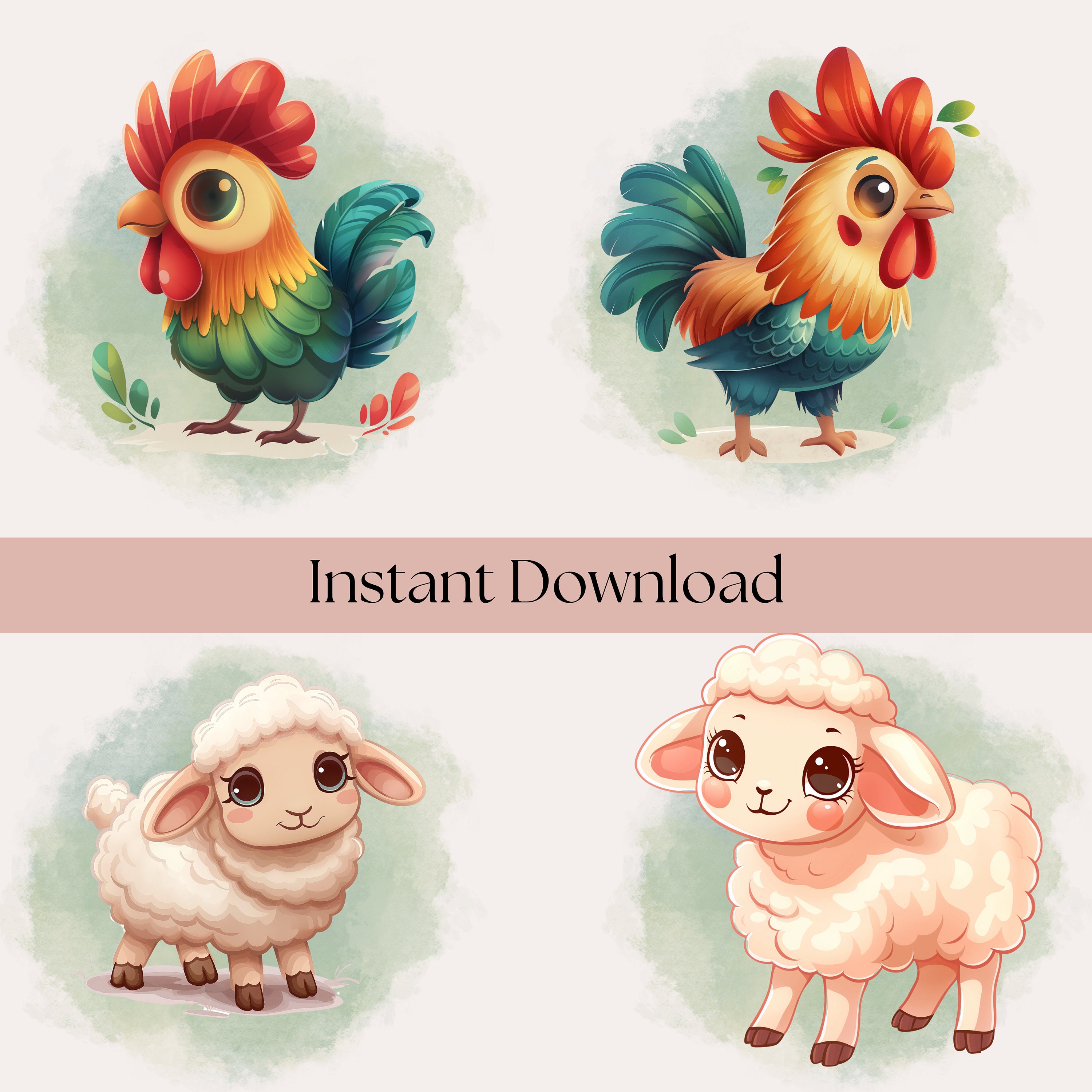Cute Farm Animals PNG- Clipart for Commercial Use, Transparent ...