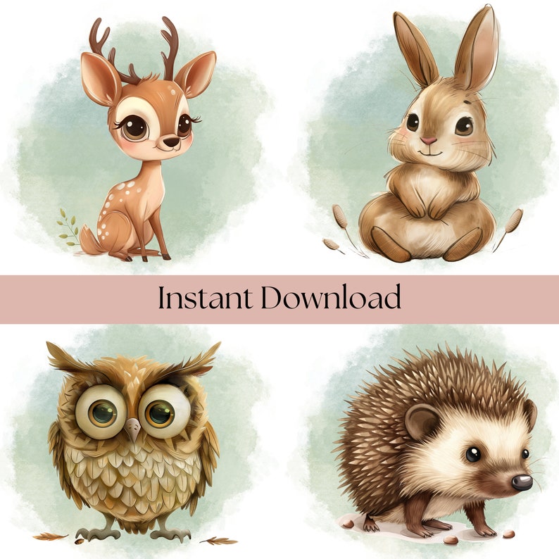 Cute Woodland Animals PNG- Clipart for Commercial Use, Transparent ...