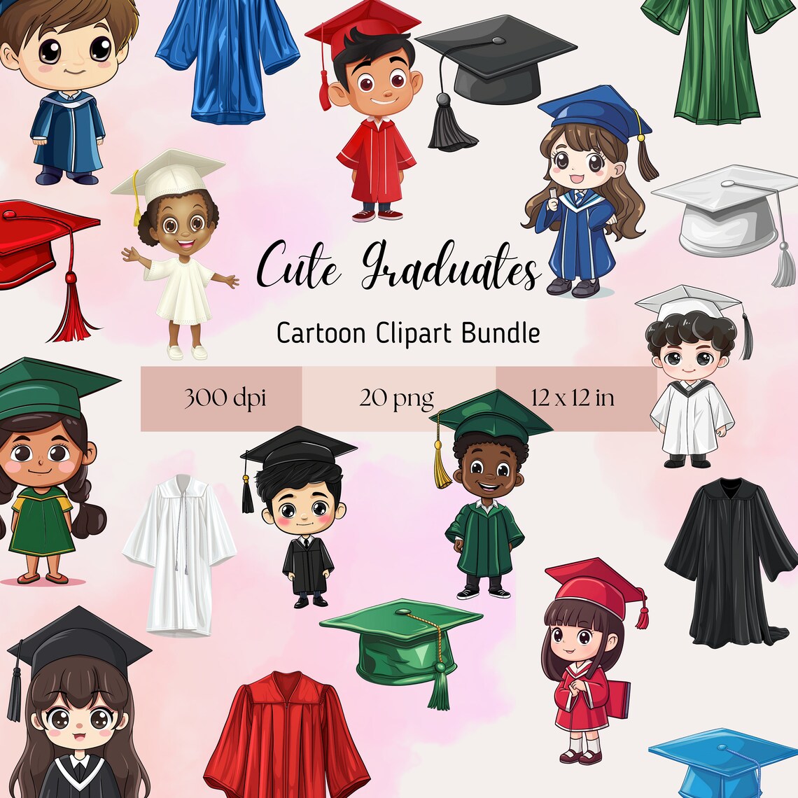 Cute Graduates PNG- Clipart for Commercial Use, Transparent Background ...
