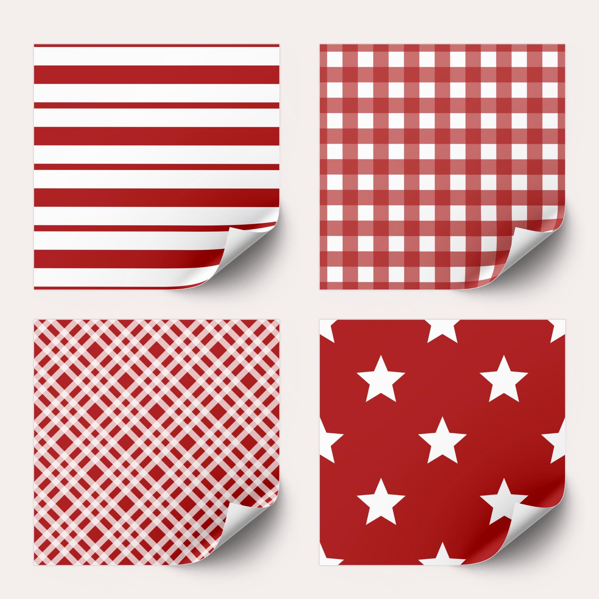 Red Gingham Digital Paper- 12 Seamless Patterns, Background ...