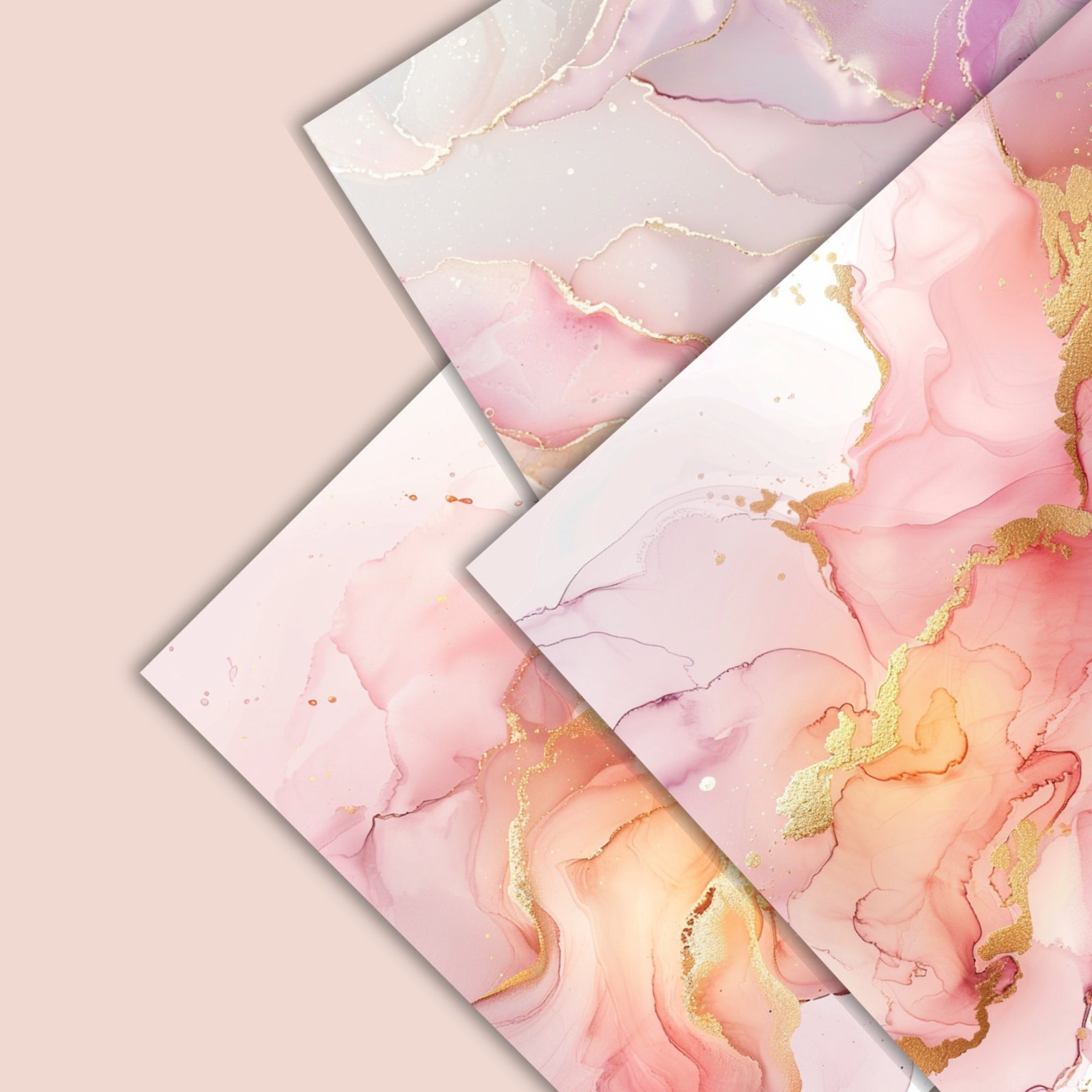 Alcohol Ink Digital Paper Blush Pink 12 Pack, Scrapbooking Journal ...