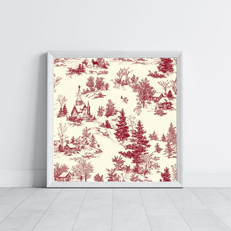 Christmas Toile Seamless Pattern, Red 12 Pack, Background, Scrapbooking ...