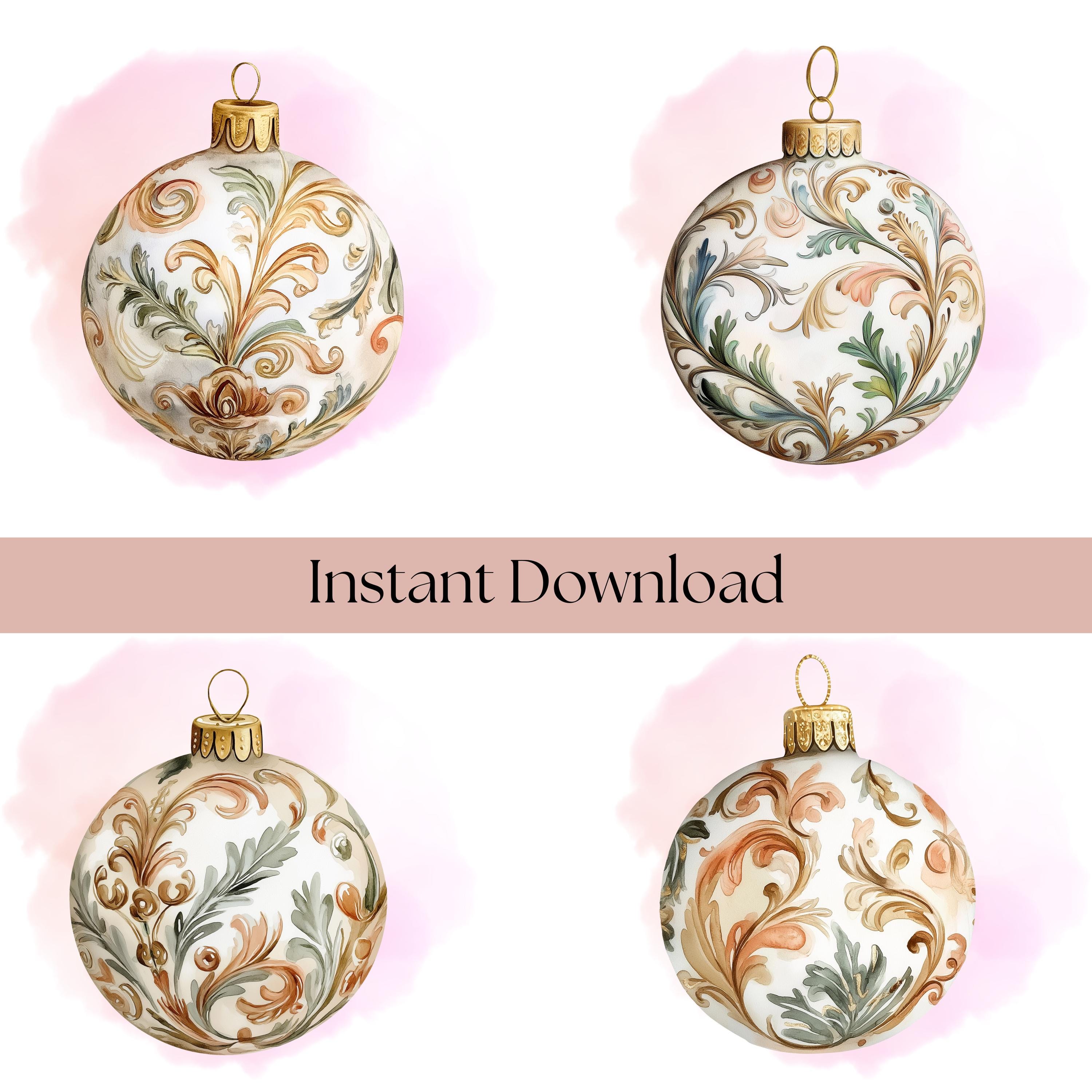 Rococo Christmas Clipart- 20 PNG Ornament Images, Transparent ...
