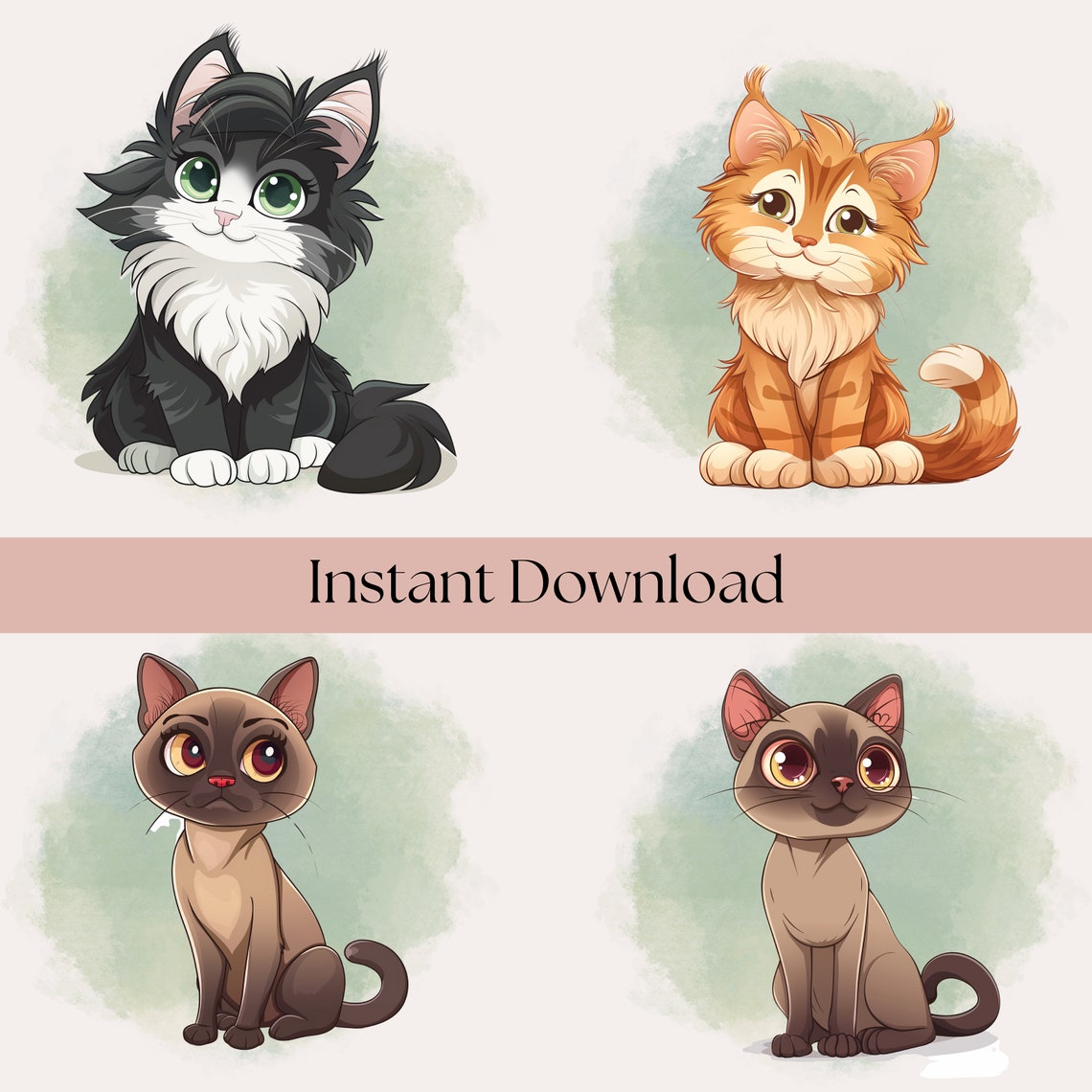 Cute Cats PNG Animal Clipart for Commercial Use, Transparent Background ...
