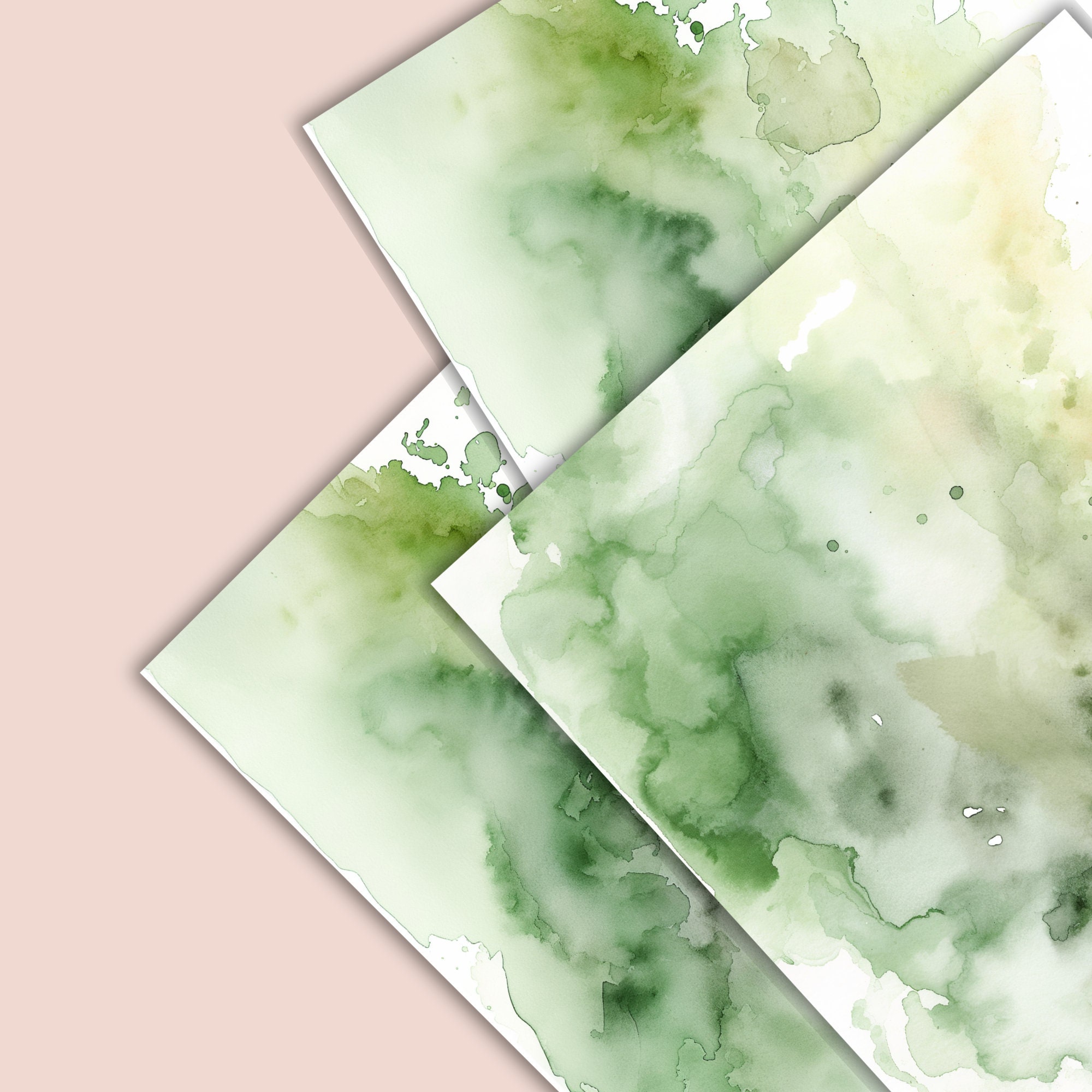 Green Watercolor Digital Paper Pack- 10 Watercolor Texture Clipart ...