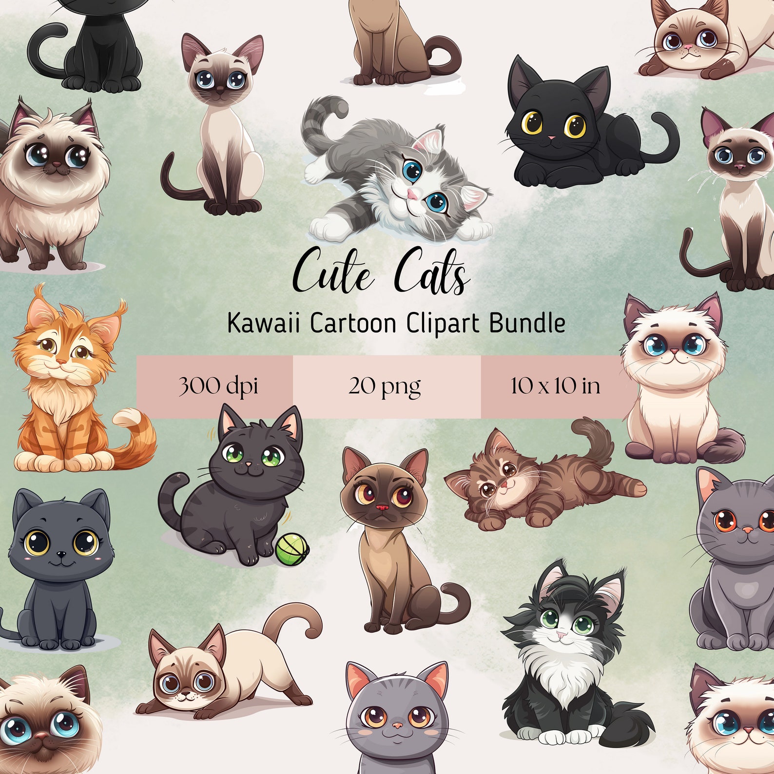 Cute Cats PNG- Animal Clipart for Commercial Use, Transparent ...