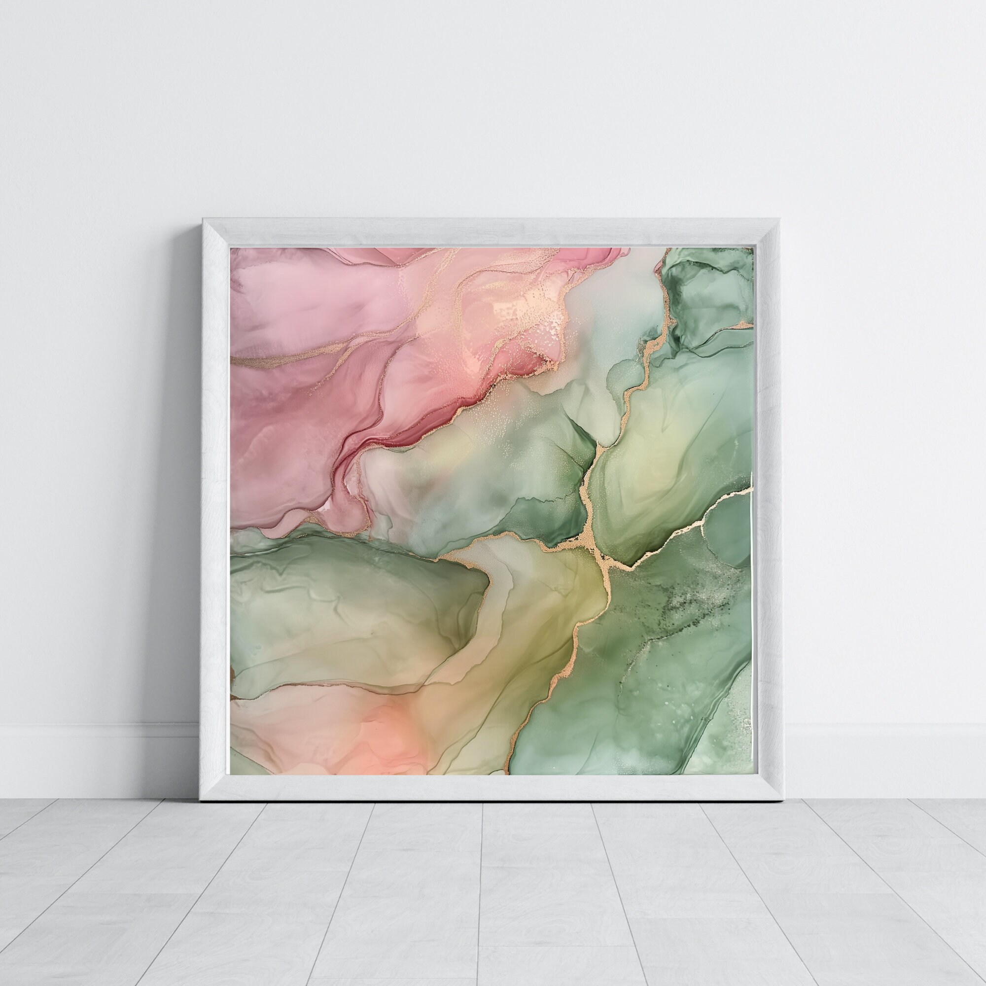 Alcohol Ink Digital Papers, Sage Green and Pink, 12 Pack, Scrapbooking ...