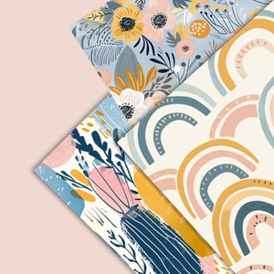 Boho Rainbow Watercolor Digital Papers, 12 Pack Scrapbooking Journal ...