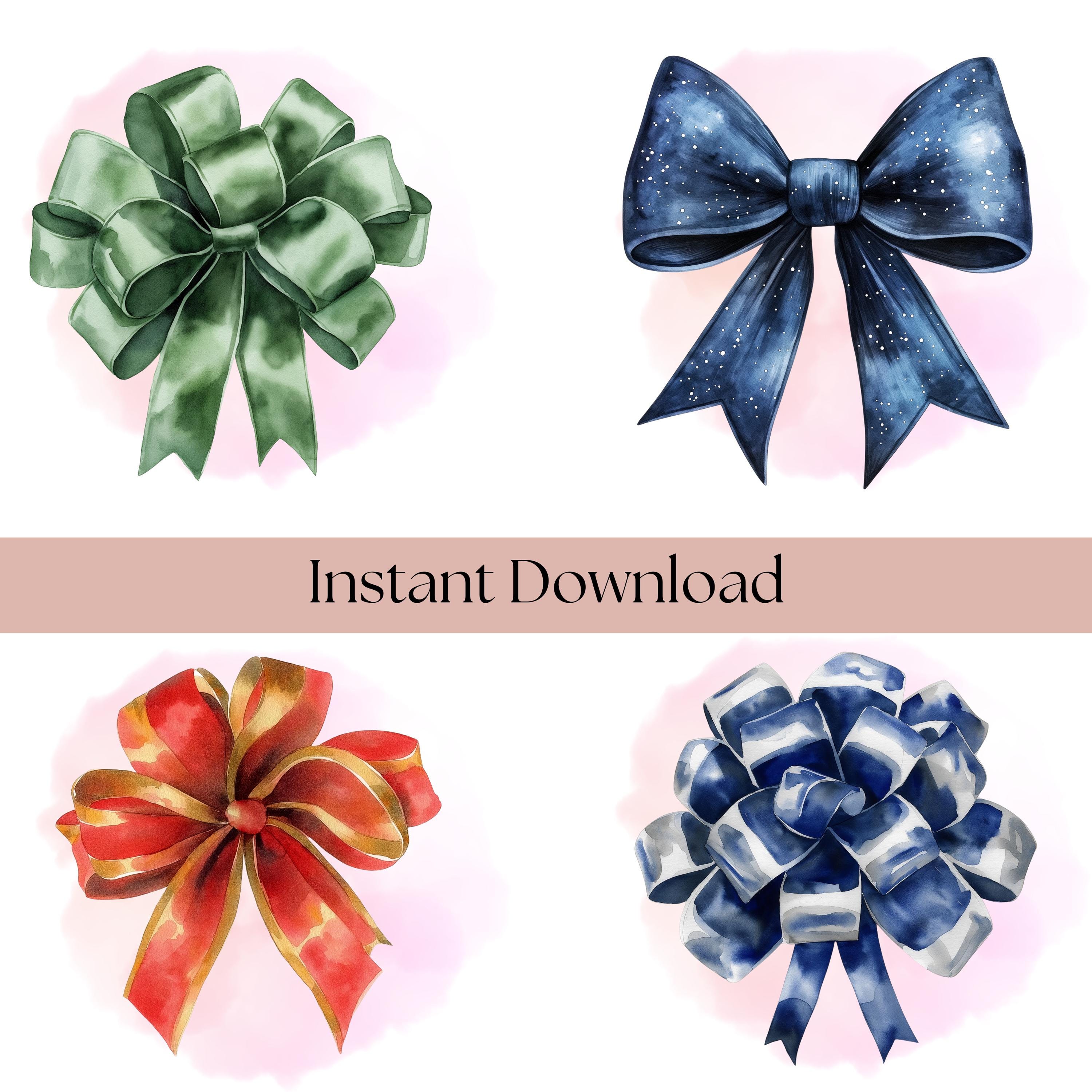 Christmas Bows Clipart- 20 PNG Images, Transparent Background, High ...