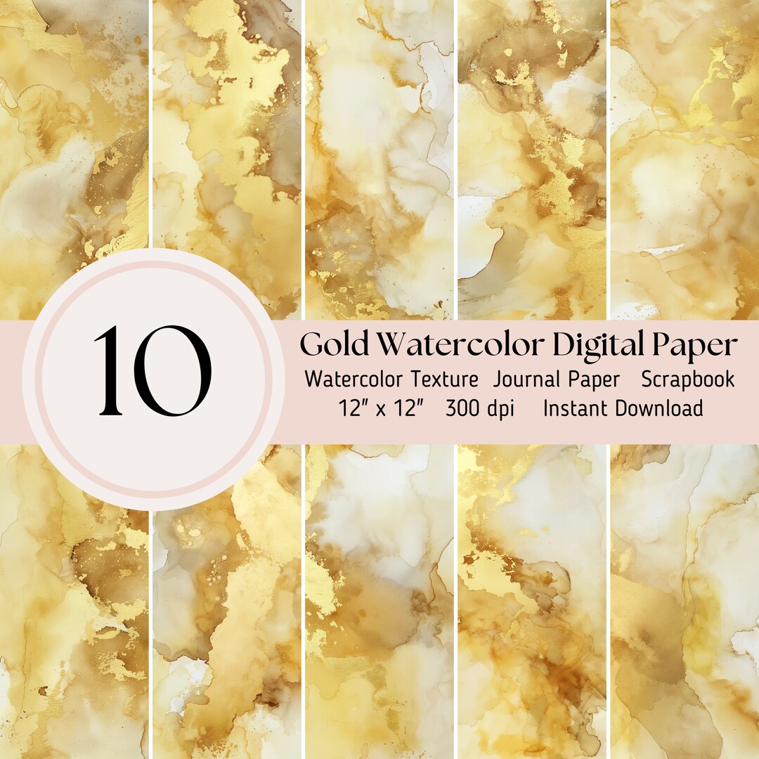 Gold Watercolor Texture Clipart- 10 Digital Paper Pack, Background ...