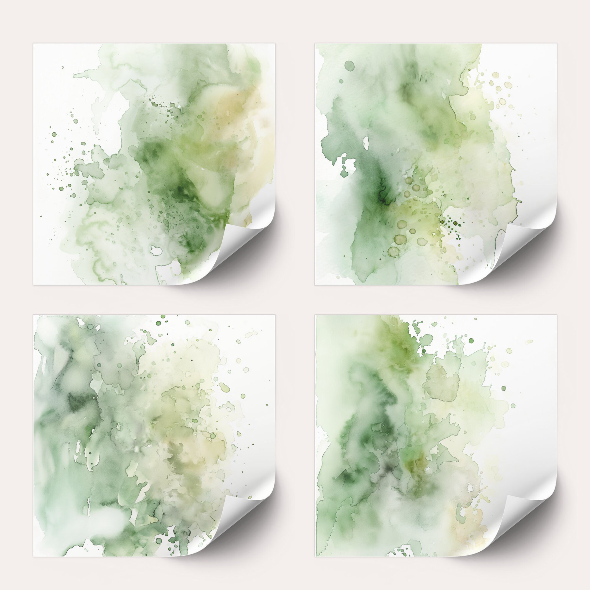 Green Watercolor Digital Paper Pack 10 Watercolor Texture Clipart ...