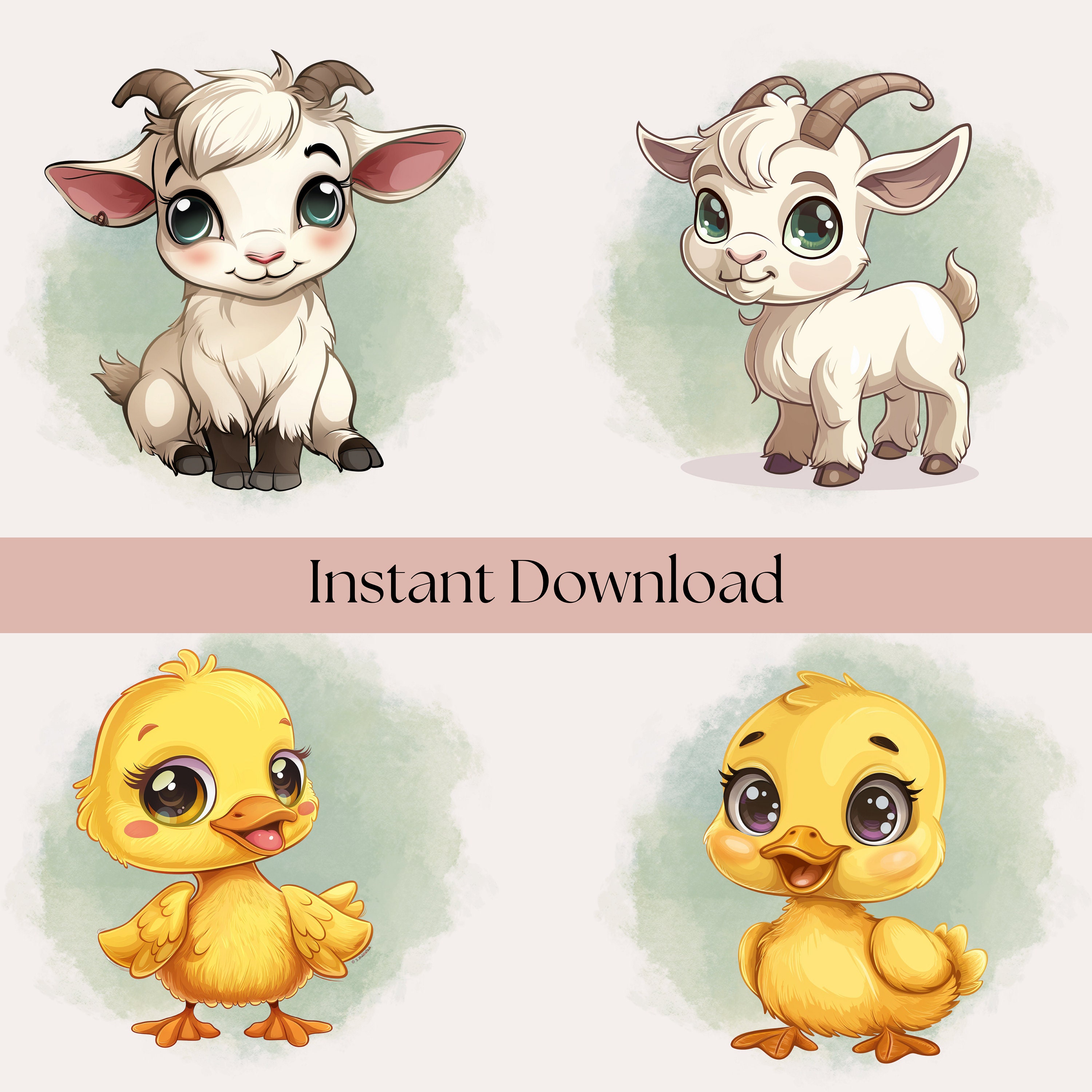 Cute Farm Animals PNG- Clipart for Commercial Use, Transparent ...