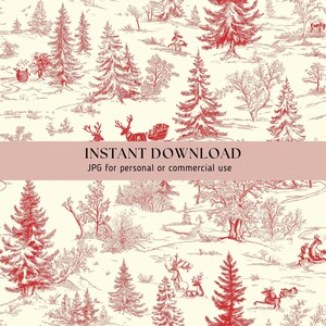 Christmas Toile Seamless Pattern, Red 12 Pack, Background, Scrapbooking ...