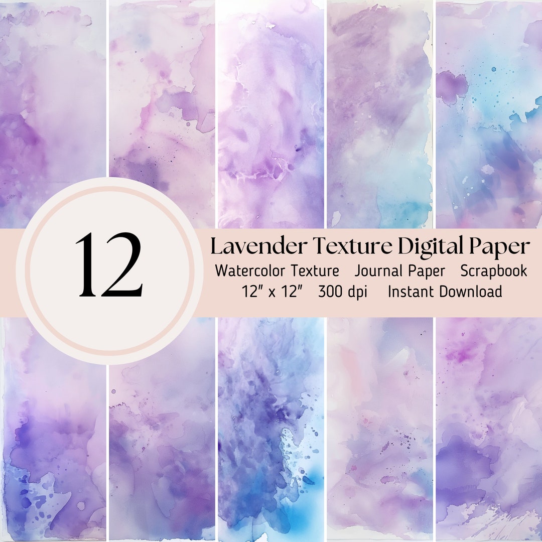 Lavender Watercolor Digital Paper Pack- 12 Watercolor Texture Clipart ...
