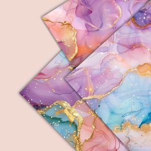Alcohol Ink With Glitter Digital Paper, 12 Pack, Scrapbooking Journal ...
