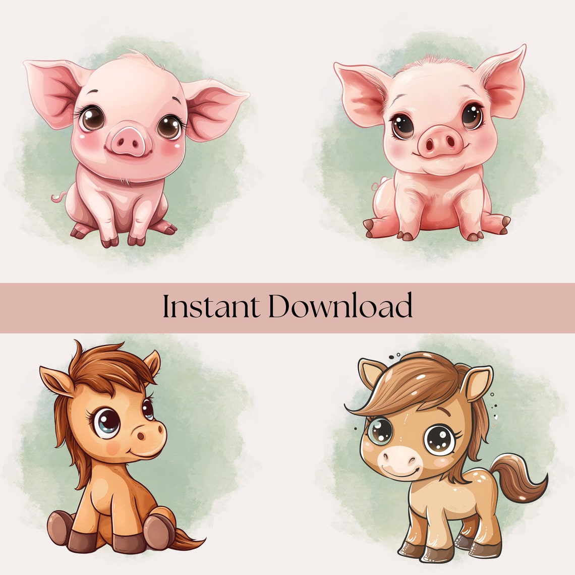 Cute Farm Animals PNG Clipart for Commercial Use, Transparent ...