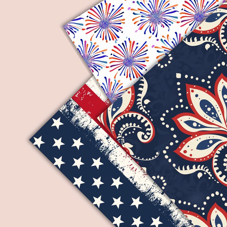 Fourth of July Digital Paper- 10 Stars and Stripes Pack, Background ...