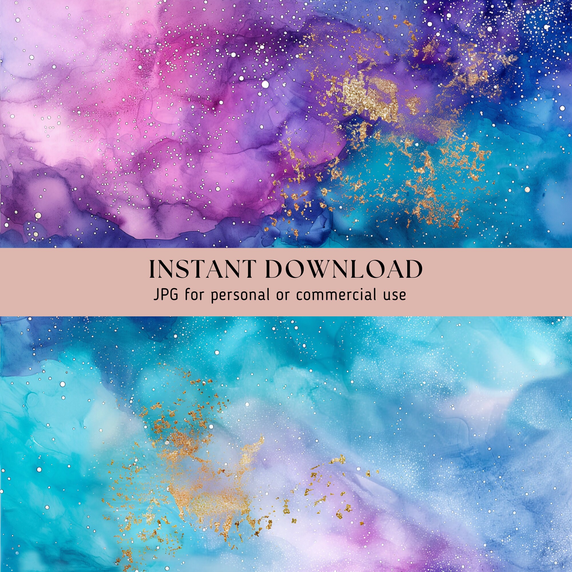 Mermaid Watercolor Background, Texture Digital Papers, 12 Pack ...