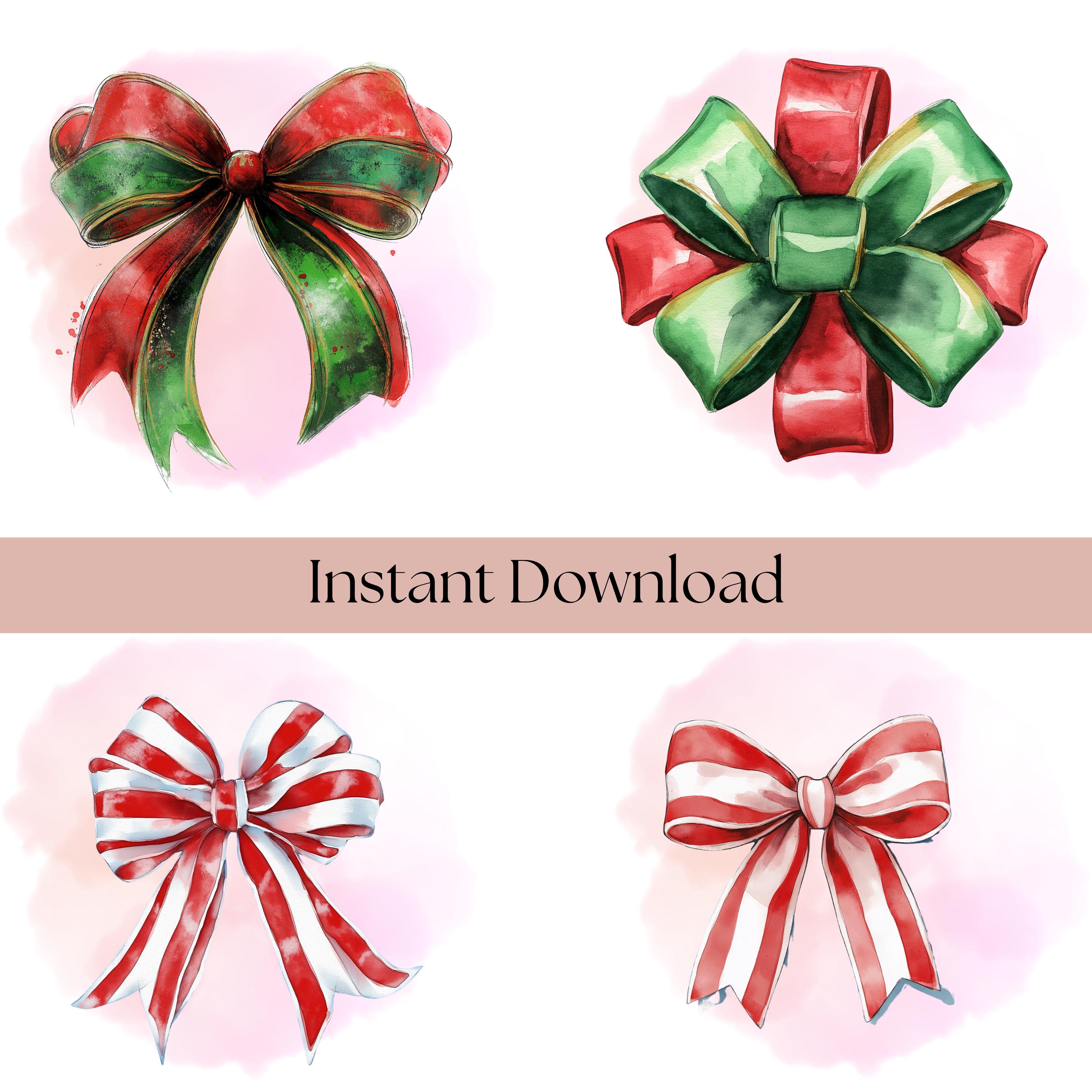 Christmas Bows Clipart- 20 PNG Images, Transparent Background, High ...