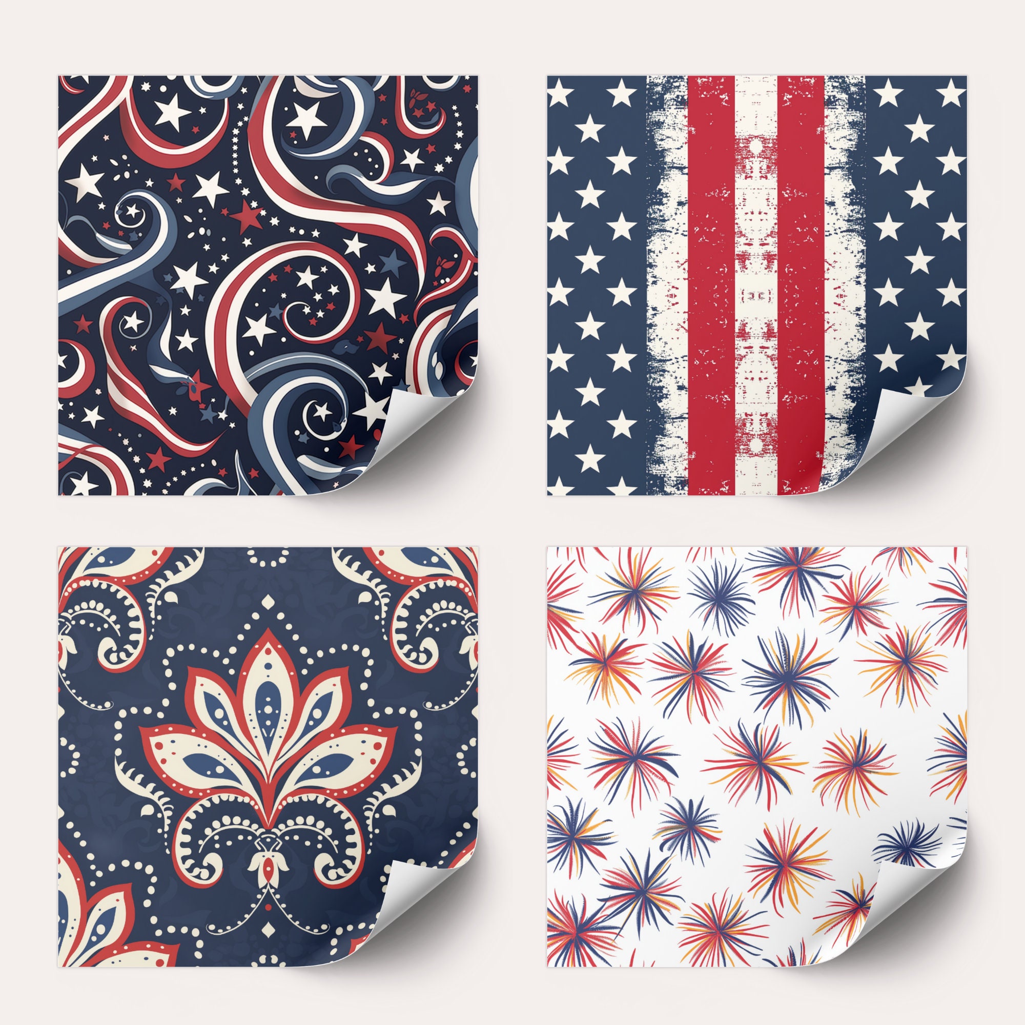 Fourth of July Digital Paper- 10 Stars and Stripes Pack, Background ...