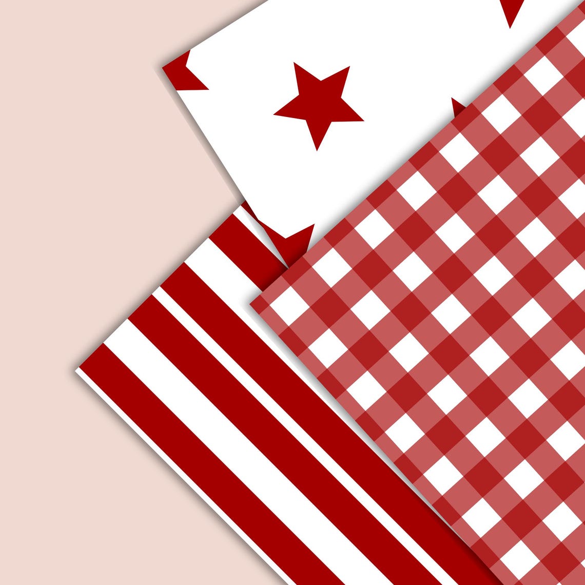 Red Gingham Digital Paper- 12 Seamless Patterns, Background ...