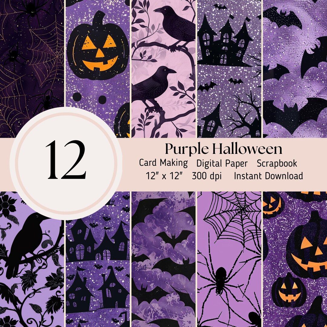 Spooky Season Digital Paper File- 12 Pack, Card Making, Instant ...