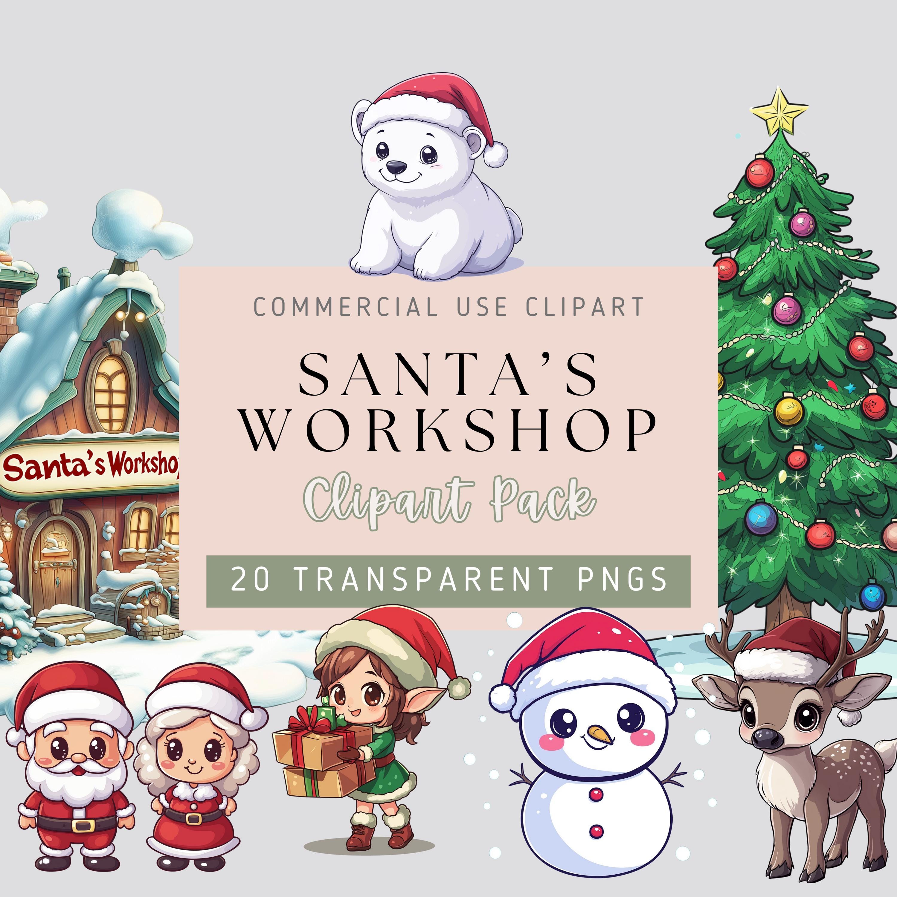 Santa Workshop Clipart- 20 PNG Images, Transparent Background, High ...