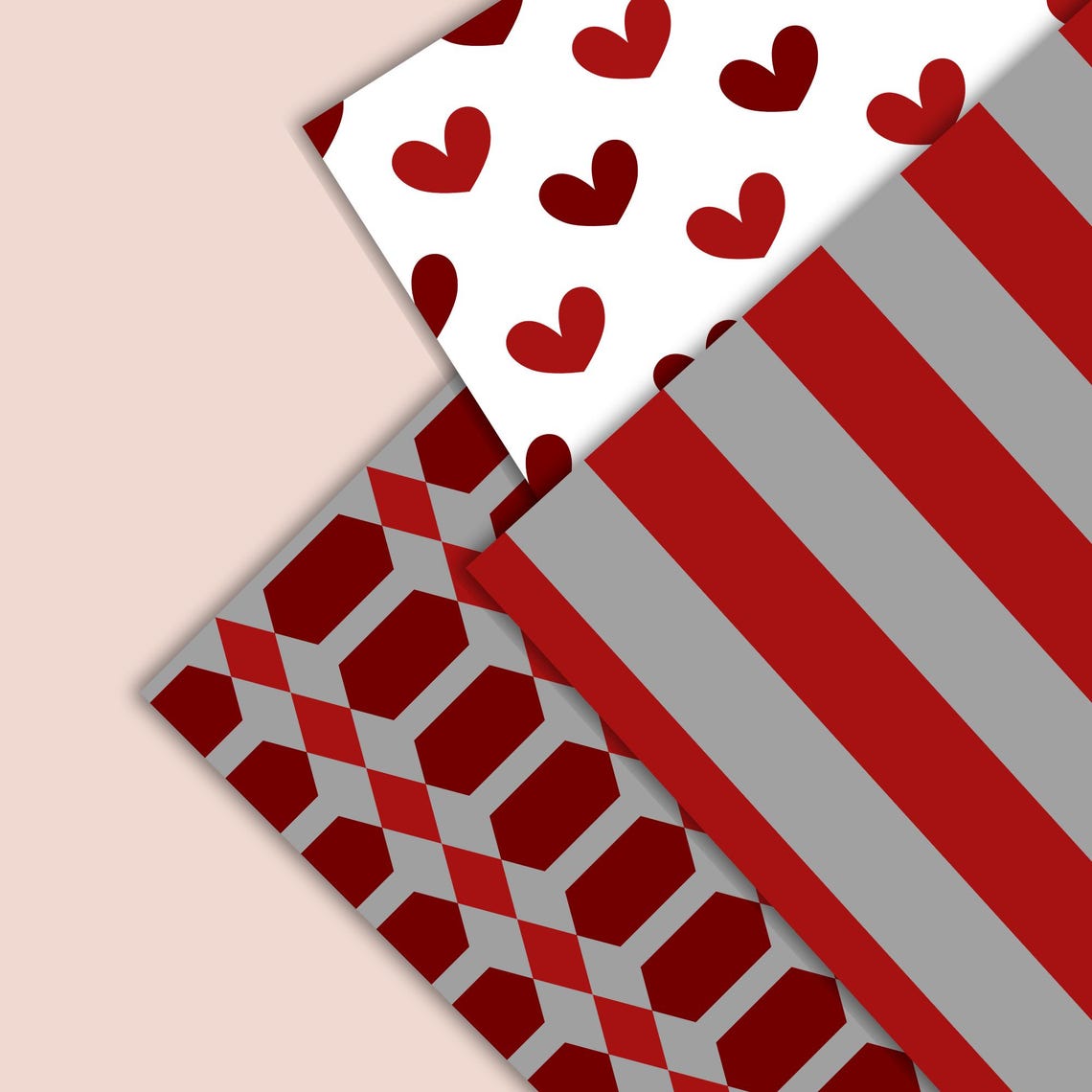 Red and Crimson Digital Papers - 12 Pack Seamless Background ...