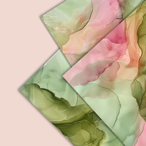 Alcohol Ink Digital Papers, Sage Green and Pink, 12 Pack, Scrapbooking ...