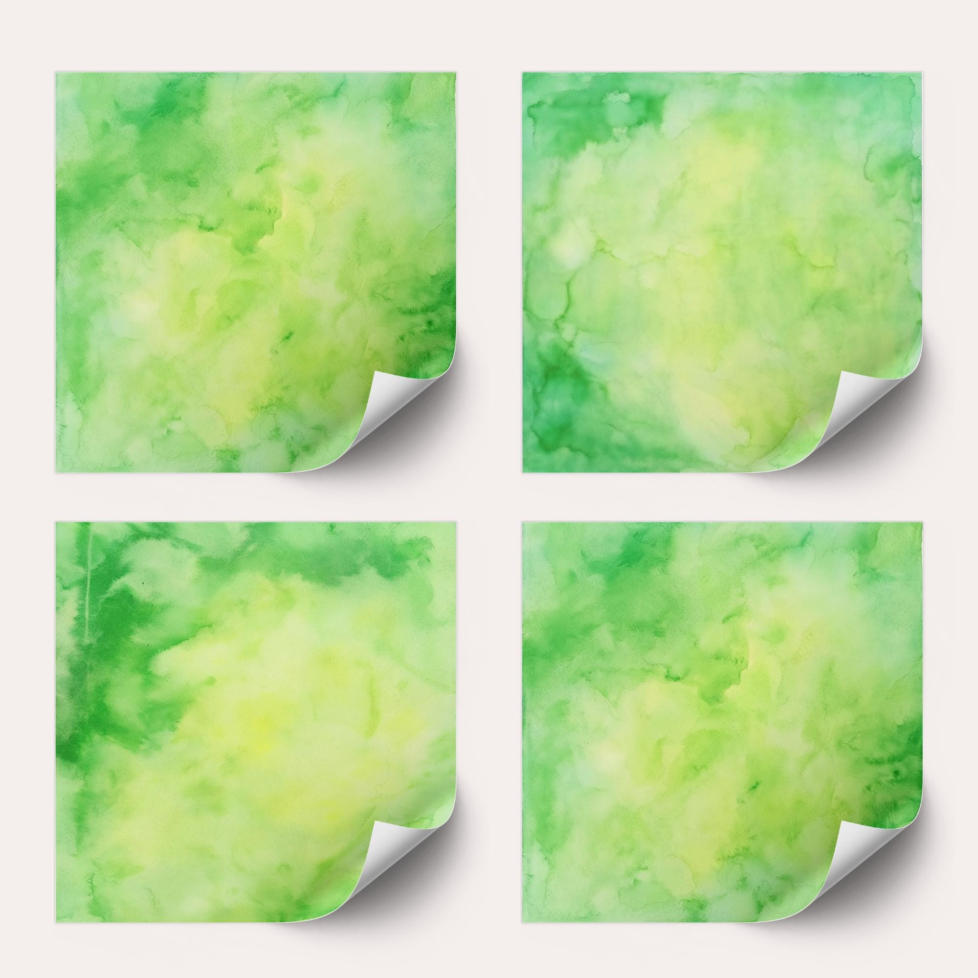 Lime Green Digital Paper - 12 Pack Watercolor Texture Background ...