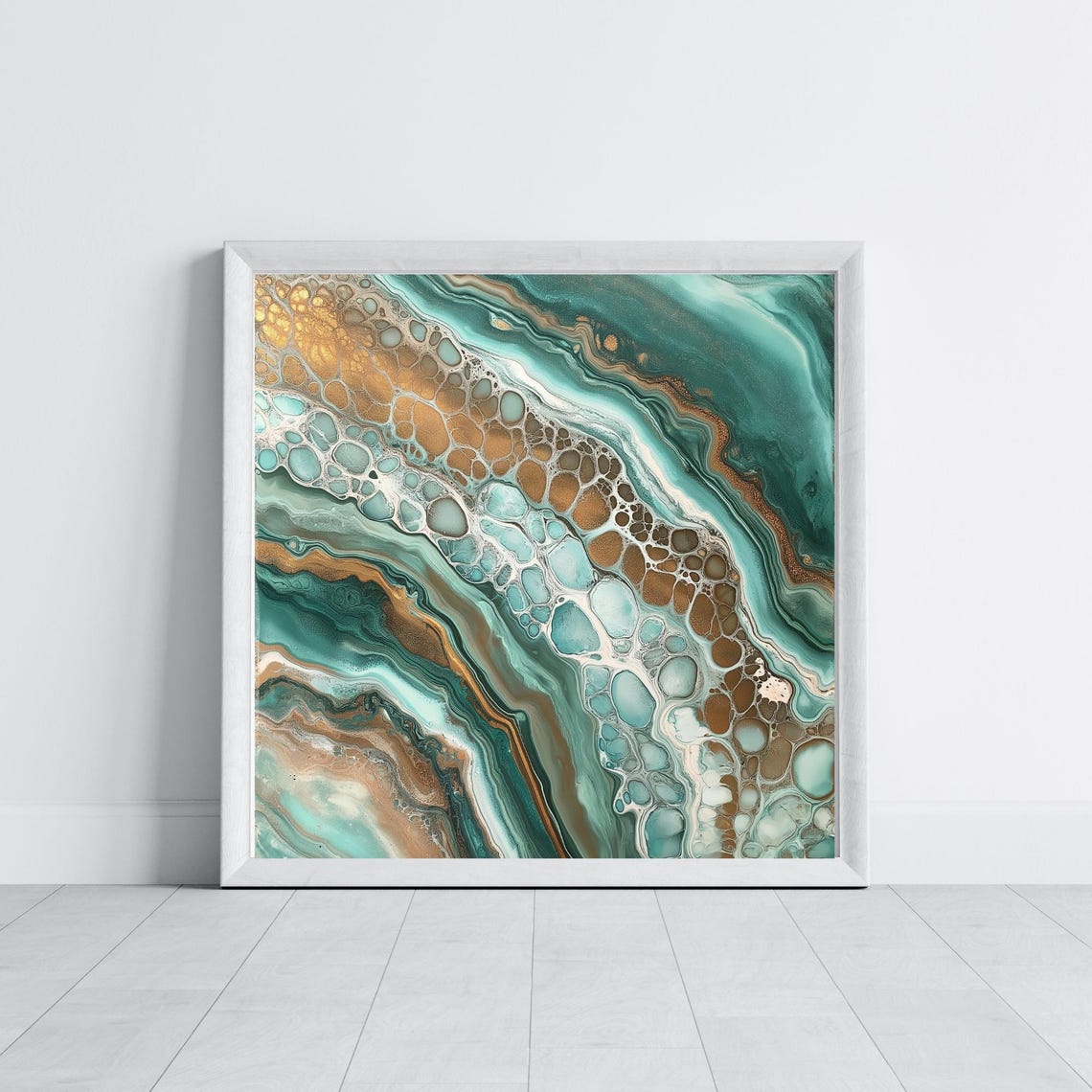 Teal and Brown Digital Paper - 12 Pack Acrylic Pour Patterns ...