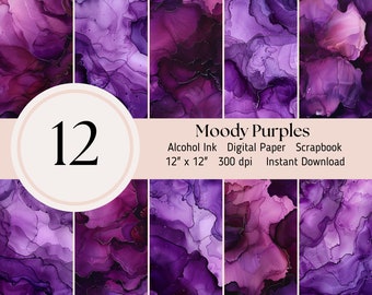 Alcohol Ink Digital Paper Blush Pink 12 Pack, Scrapbooking Journal ...