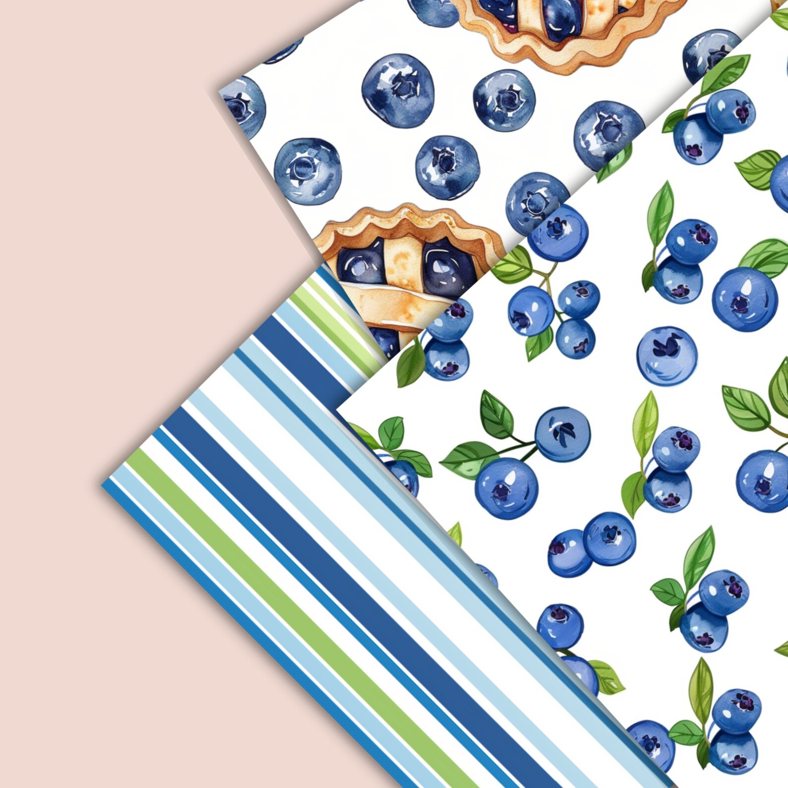 Blueberry Seamless Digital Paper 12 Pack Scrapbooking, Birthday ...