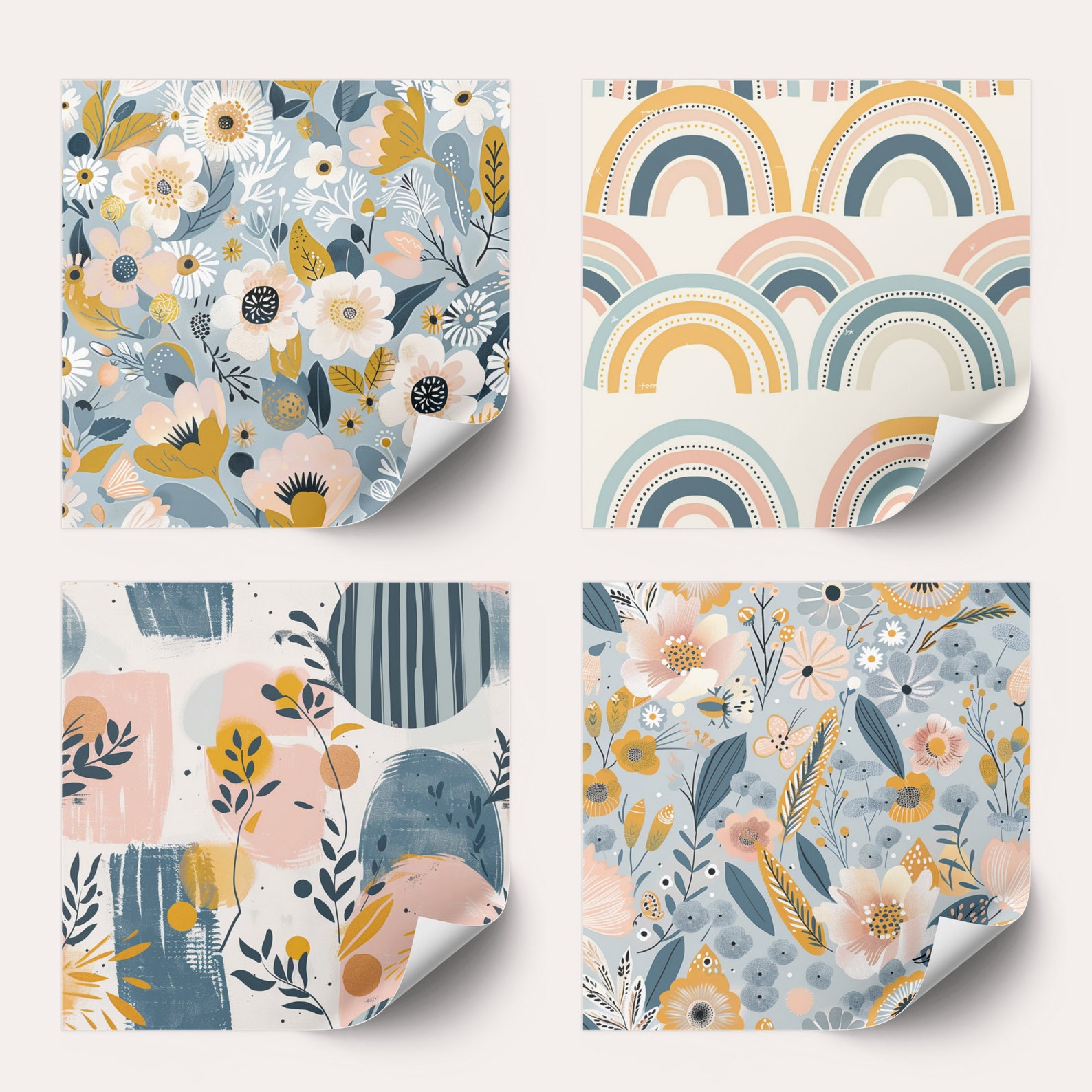 Boho Rainbow Watercolor Digital Papers, 12 Pack Scrapbooking Journal ...